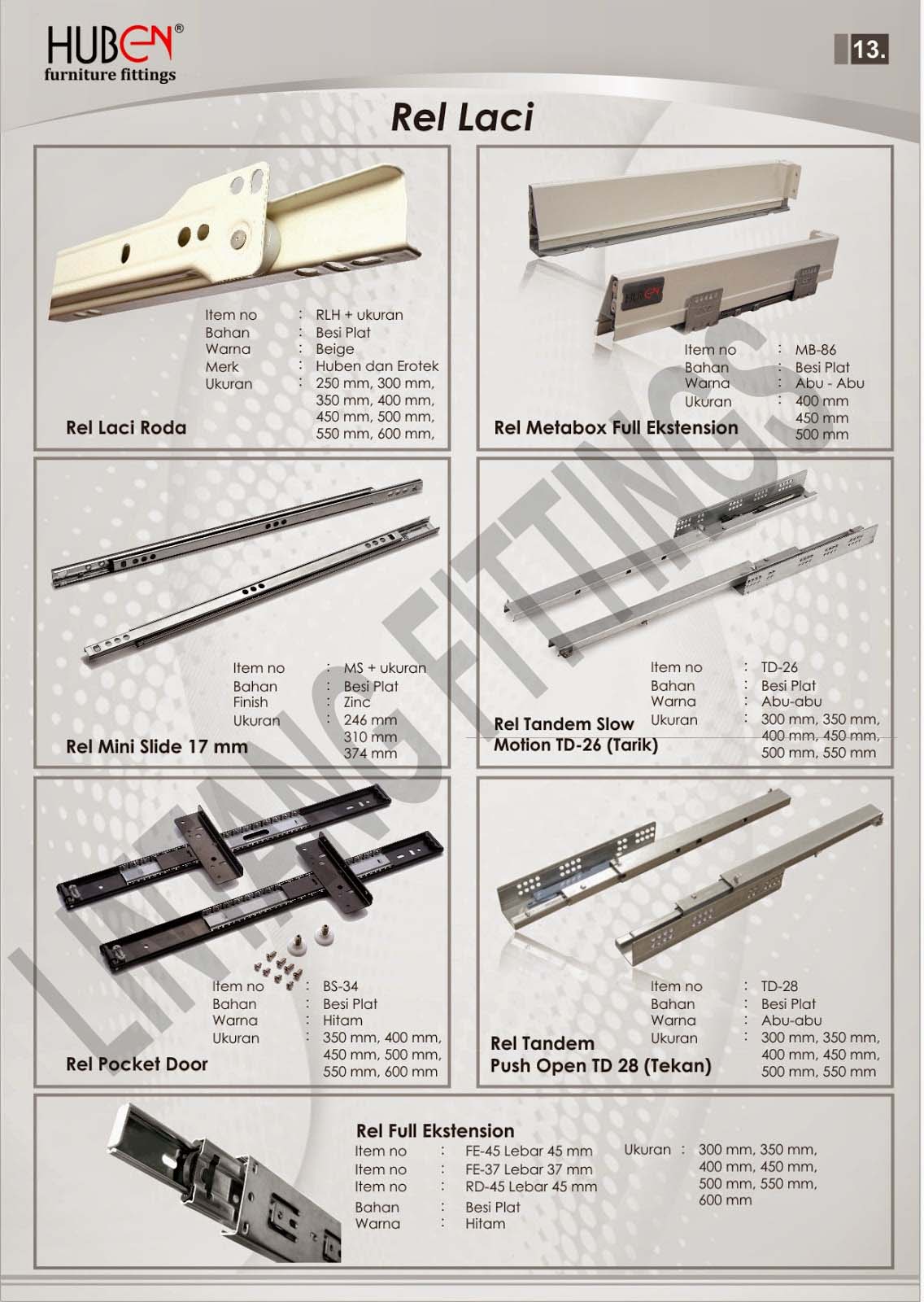 Rel Laci Huben Berbagai Model dan Ukuran - Lintang Fittings
