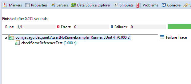 JUnit Assert.assertNotSame() Method Example