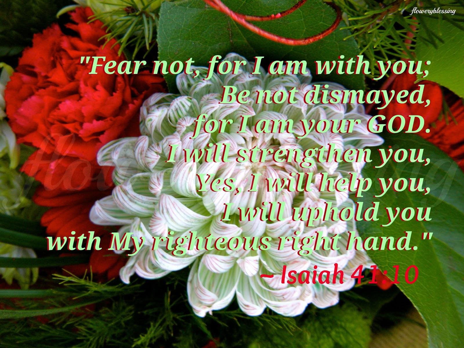 Flowery Blessing: '"Fear not, for I am with you; Be not dismayed, for I ...
