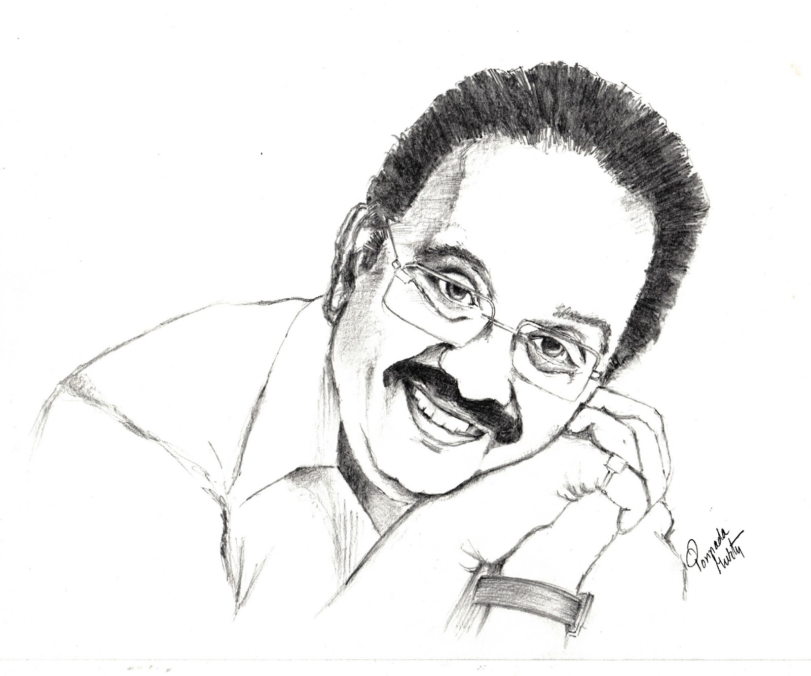 Sketches and Drawings : SP Balasubramanyam - Pencil drawing