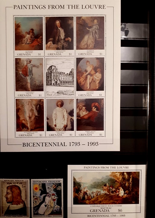 Stamps and albums for sale: Louvre paintings stamps