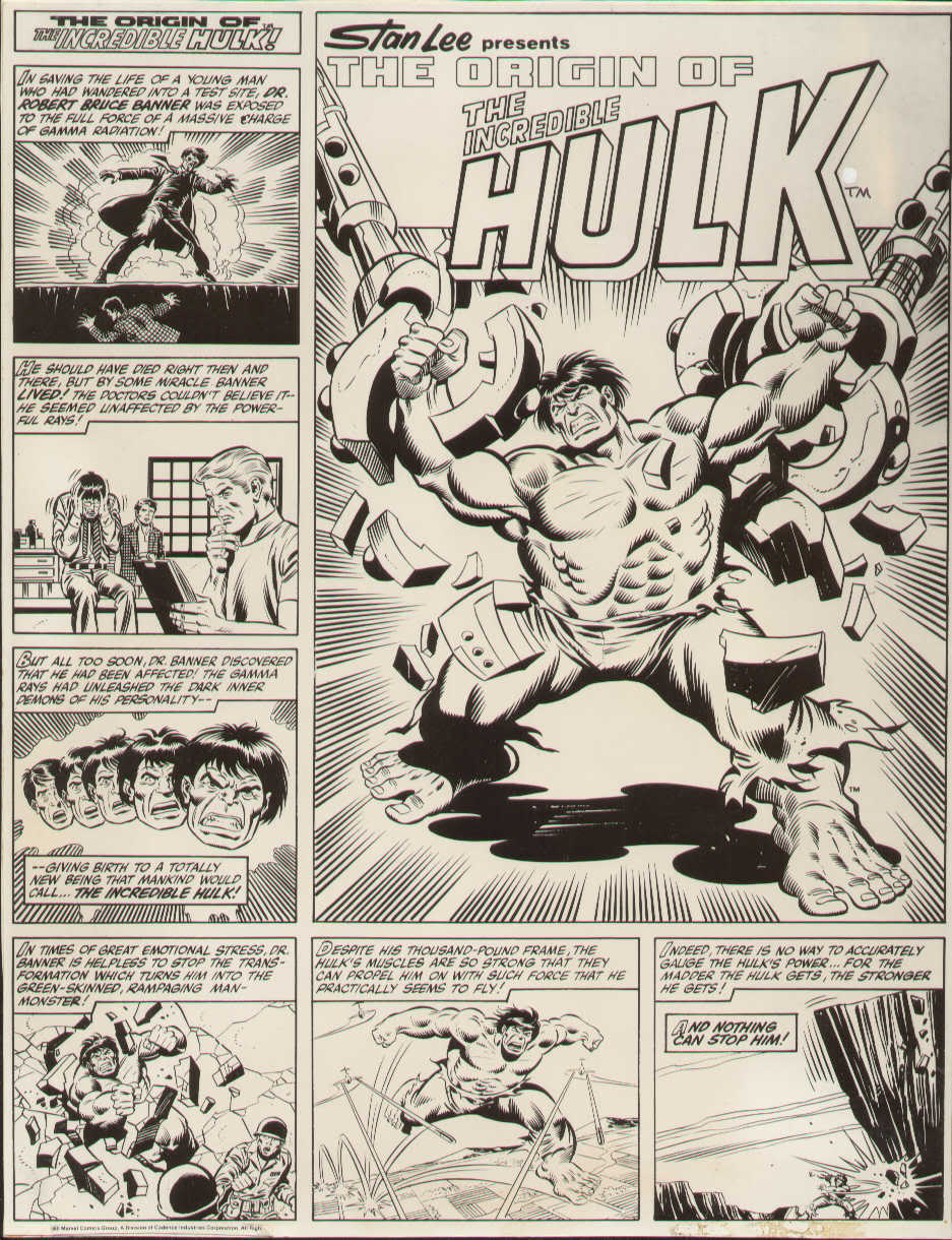 Marvel Comics of the 1980s: 1980 - Sal Buscema's Hulk Origin Poster