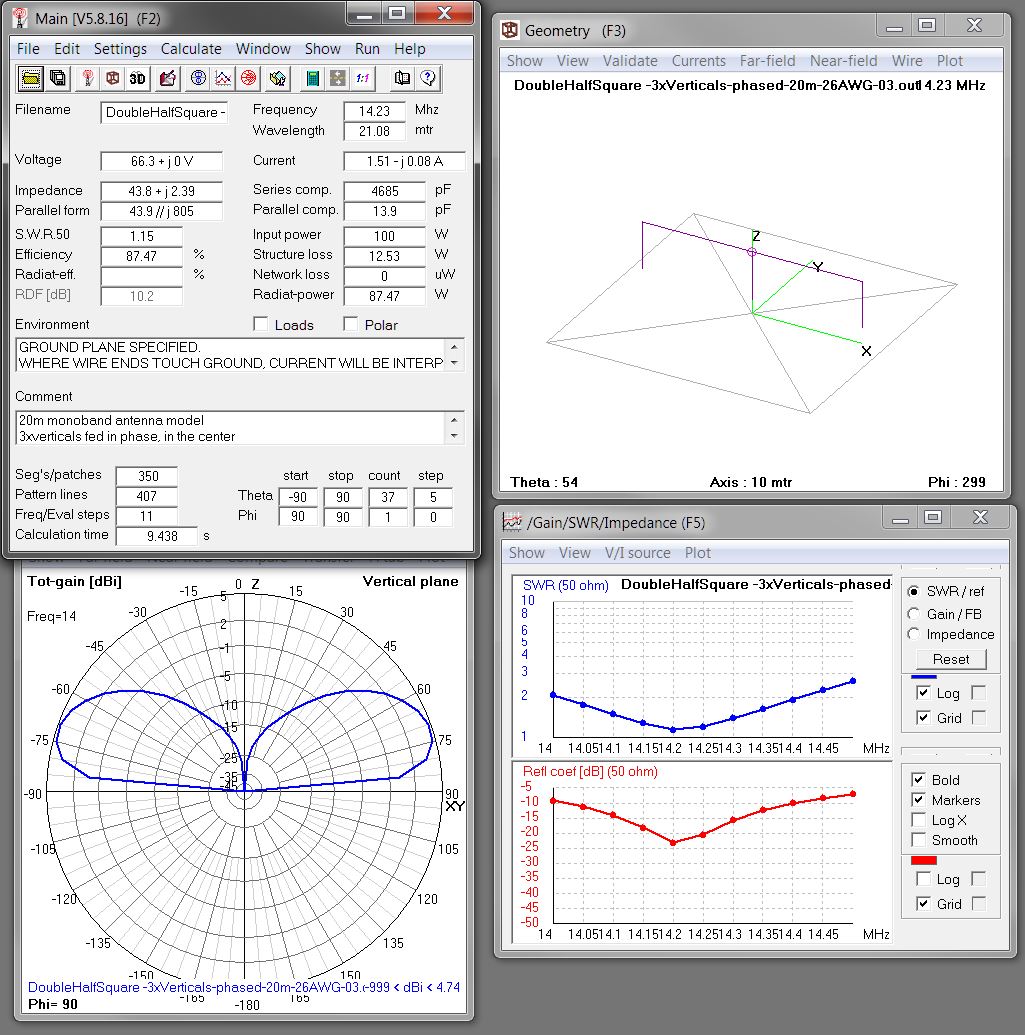 K4MJA HAM RADIO STATION: Double half-square antenna vs half-square antenna