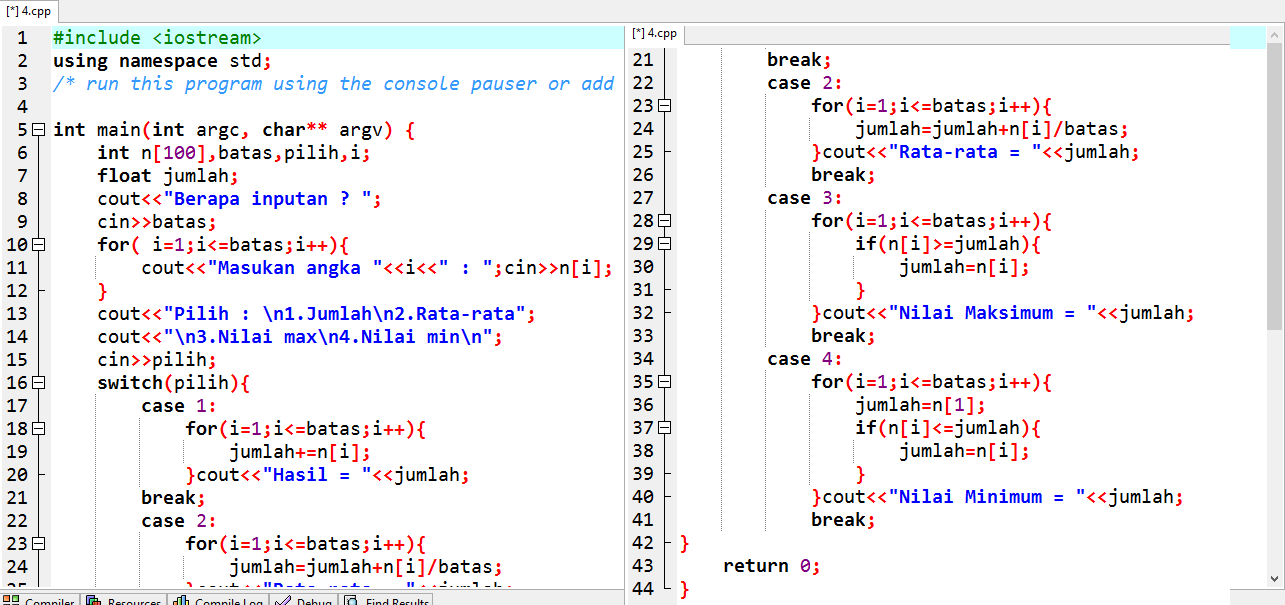 Program C++ Mencari Jumlah, Rata-rata, Nilai Max dan Nilai Min (LOOPING ...