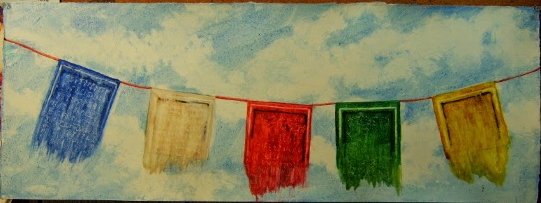WATERCOLORS AND WORDS: FINISHED PRAYER FLAG PAINTING