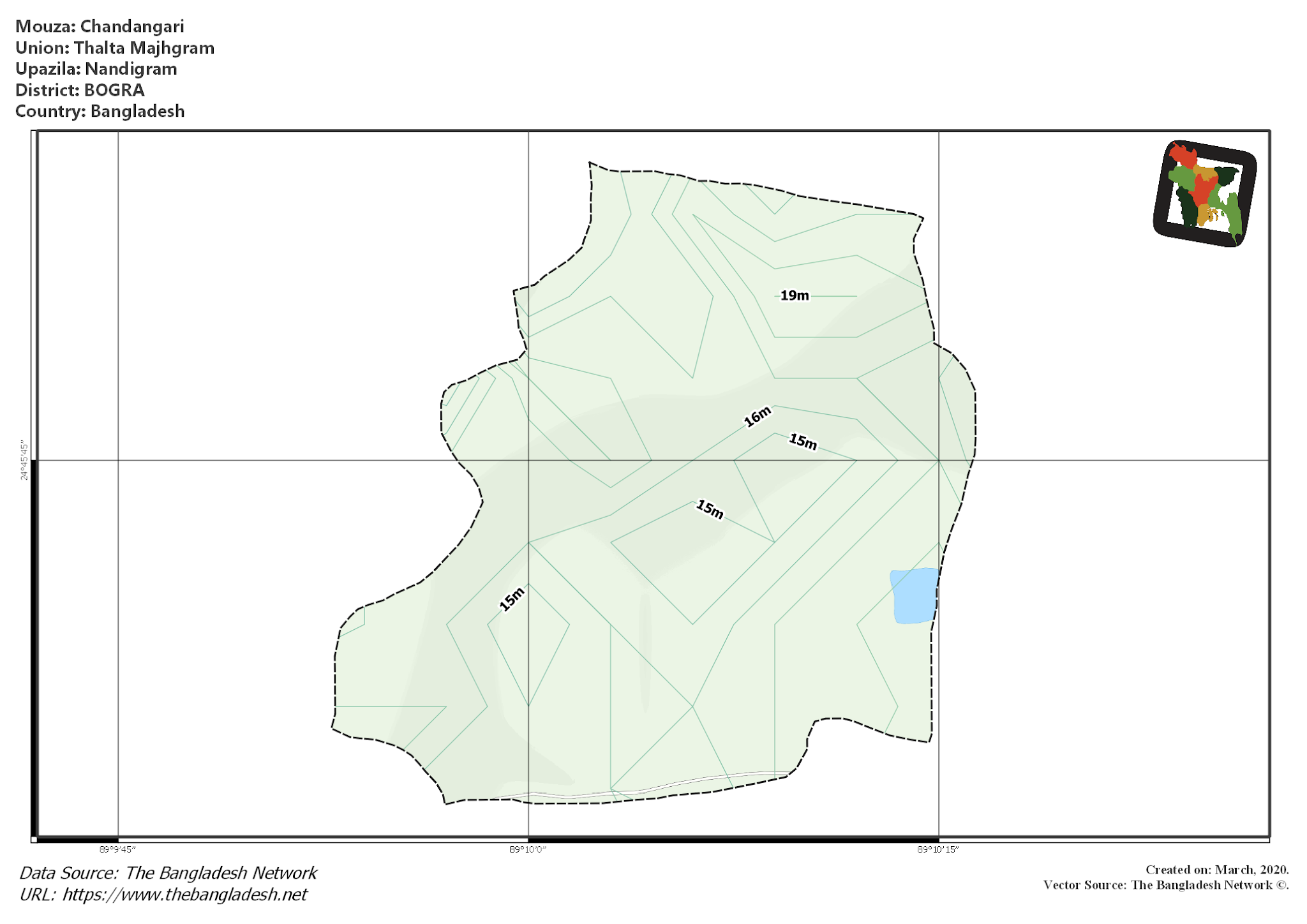 Map of Chandangari Mouza, Nandigram, Bogra
