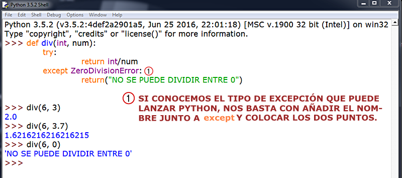 APRENDER A PROGRAMAR CON PYTHON: TRATAMIENTO DE EXCEPCIONES
