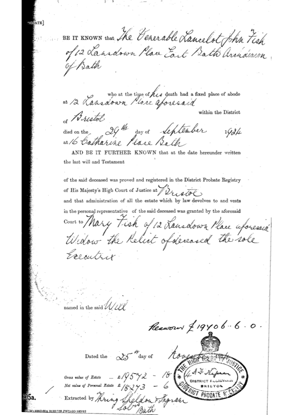 Windsor Fish family History 1700 - 2018 England: Venerable LANCELOT ...