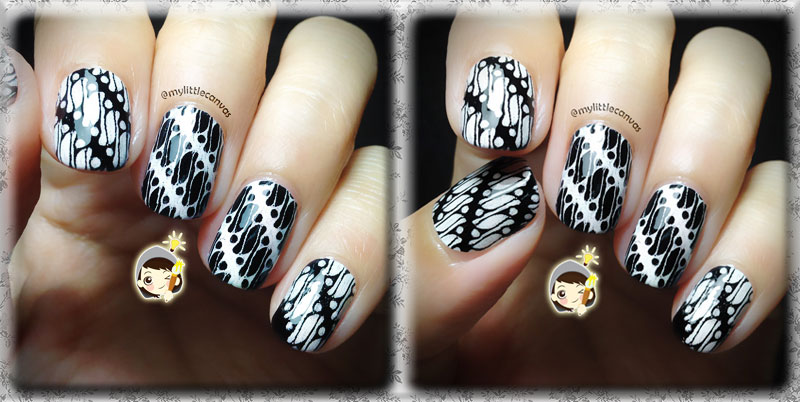 @MyLittleCanvas: Batik Nails in Black and White