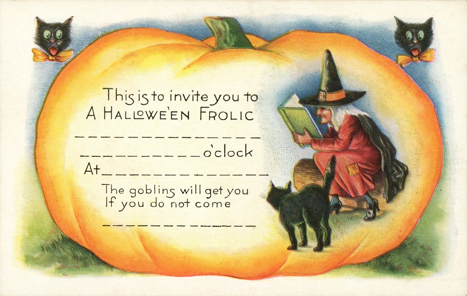 Chocolate Rabbit Graphics: Vintage Halloween Party Invitation