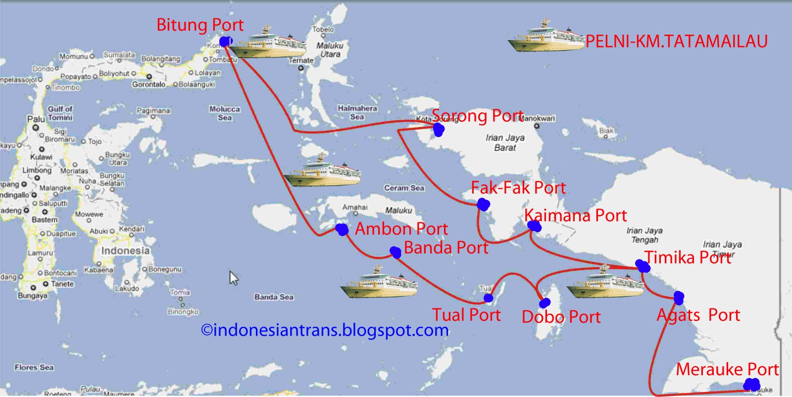 indonesian transport: Tatamailau ship route