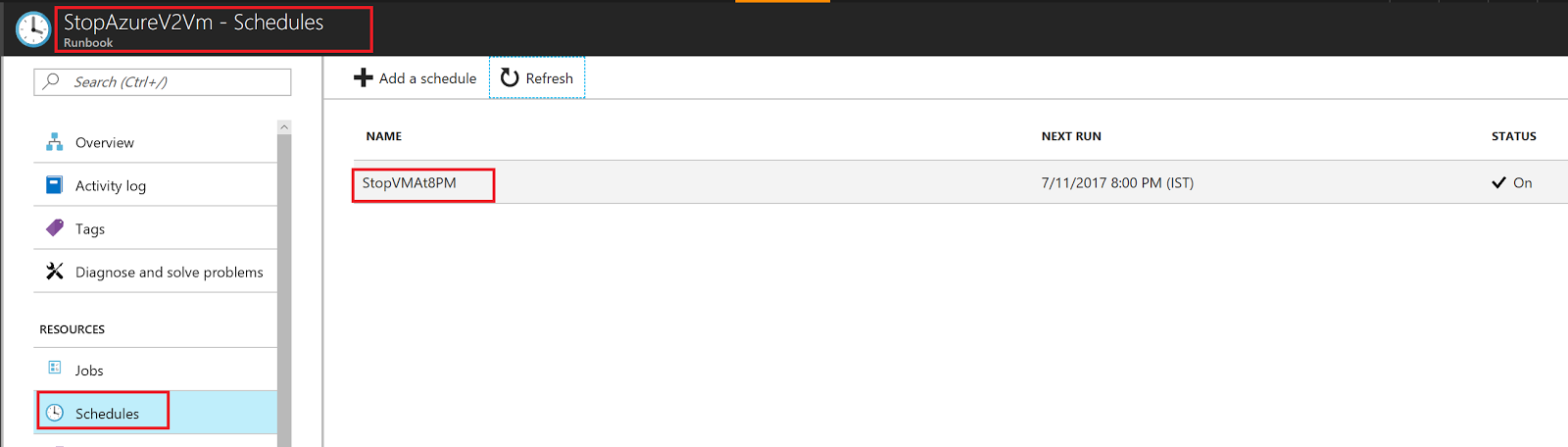 Start Stop Multiple Azure VMs on schedule using Azure Automation