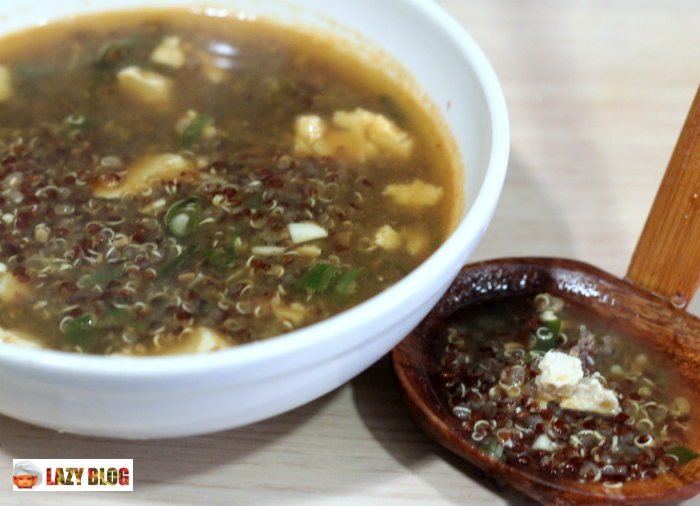 Sopa coreana con quinoa real roja y tofu Bio. Receta saludable