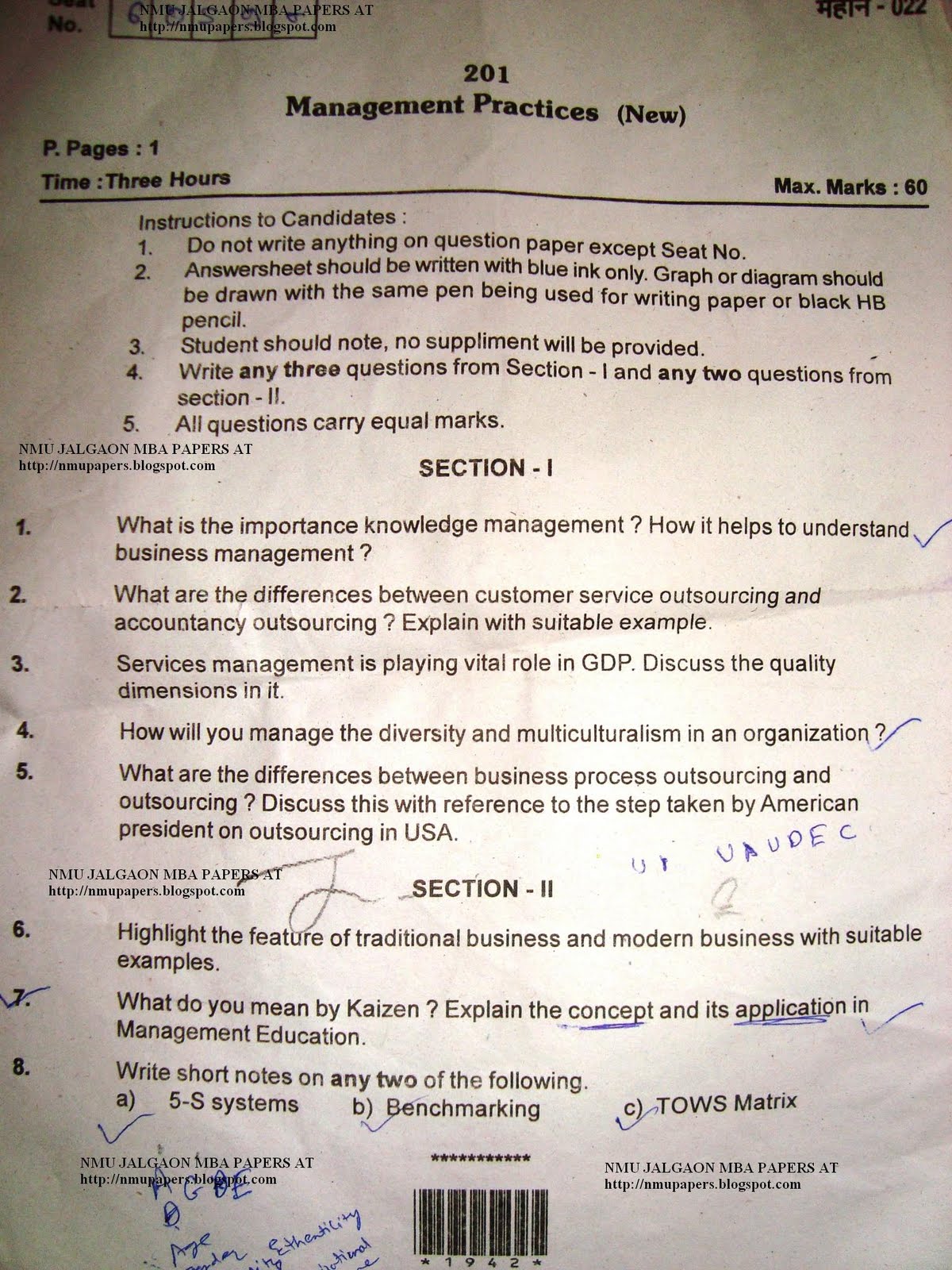 NMU PAPERS: MBA 1 ST YEAR | 201| MANAGEMENT PRACTICES | NMU JALGAON ...