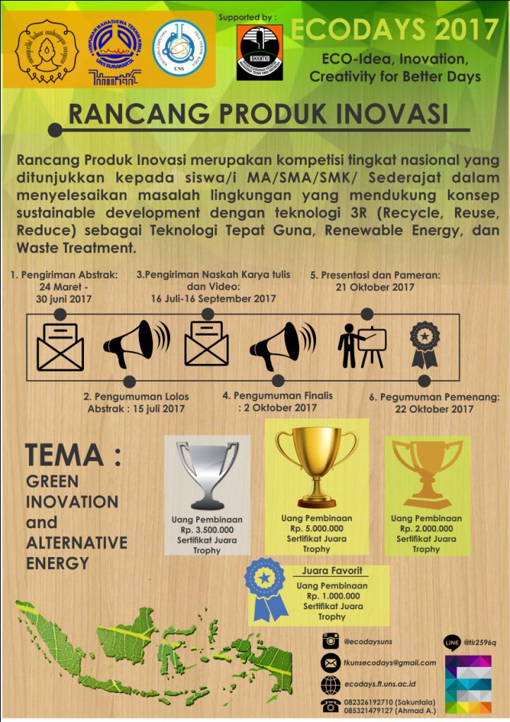 Lomba Rancang Produk Inovasi Ecodays 2017 ~ HMTK FT UNS