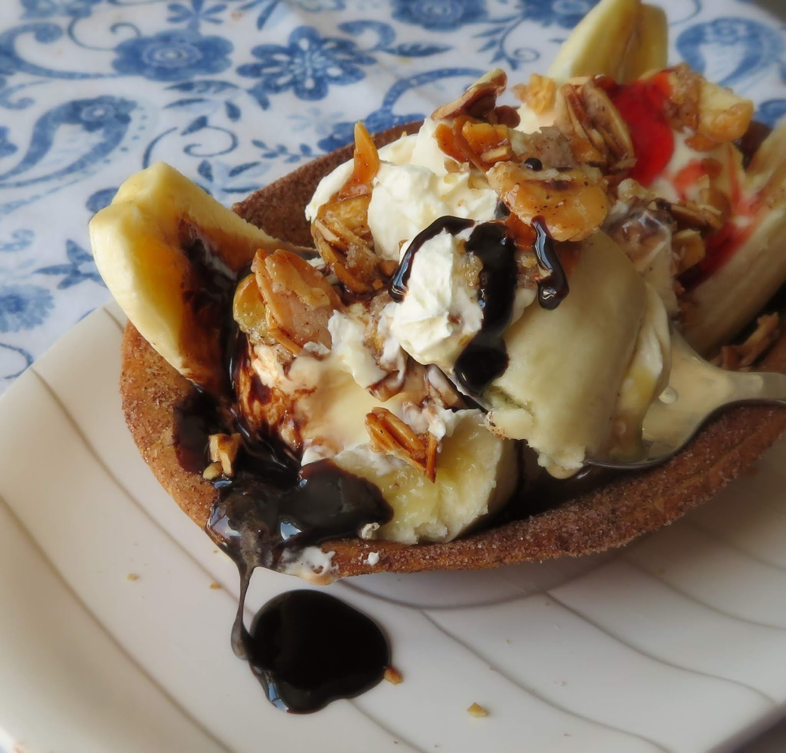 Churro Banana Split Boats | The English Kitchen