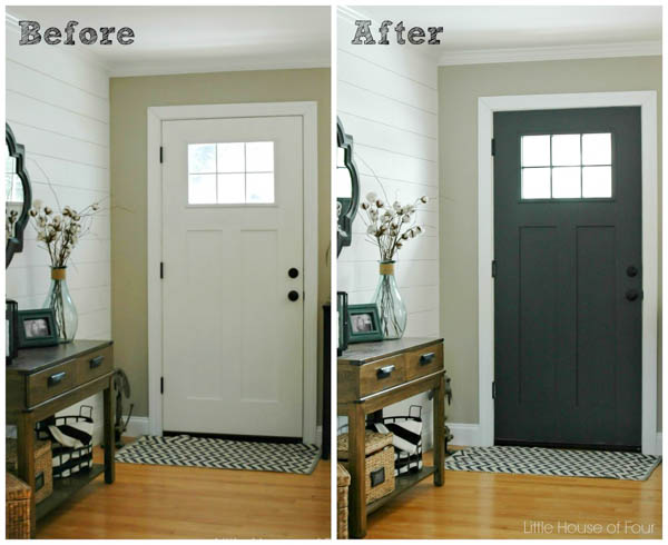 Updating the entryway with Sherwin Williams Iron Ore | Little House of ...