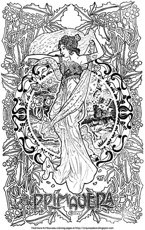Crayon Palace: Art Nouveau Design: Grape Vine and Dancing Woman