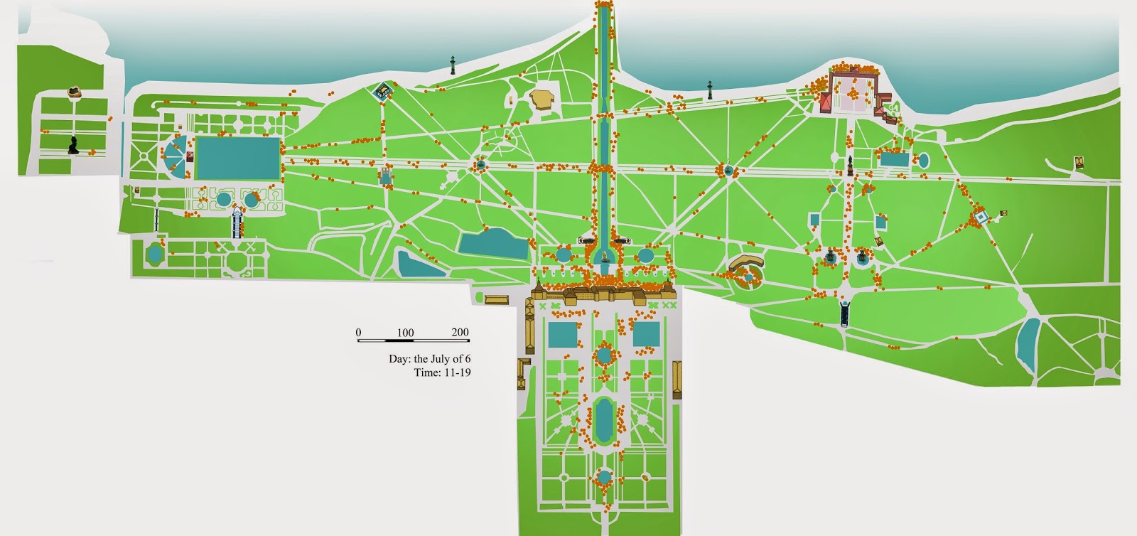 Recreational opportunities in historical park Peterhof.