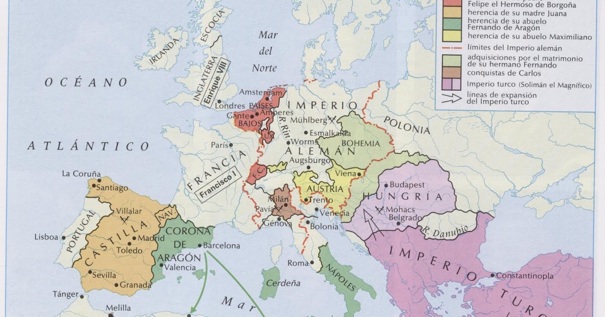 imágeneshistóricas.blogspot.es: Mapa del imperio de Carlos V