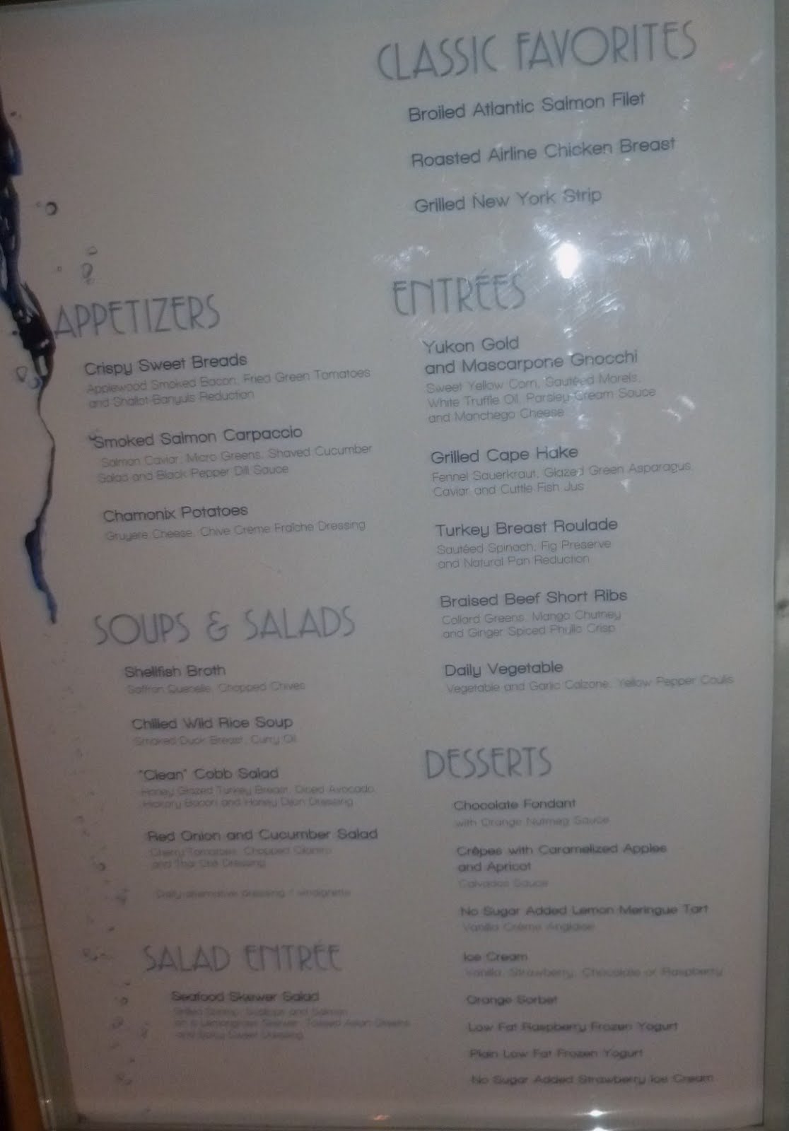 Transatlantic on Solstice from a Celebrity Newcomer: Blu menus