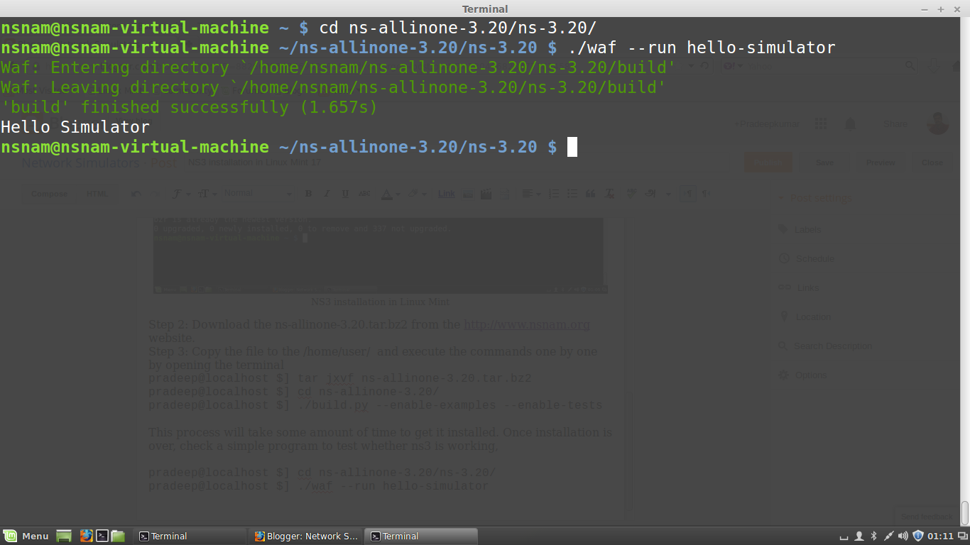 NS3 installation in Linux Mint 17