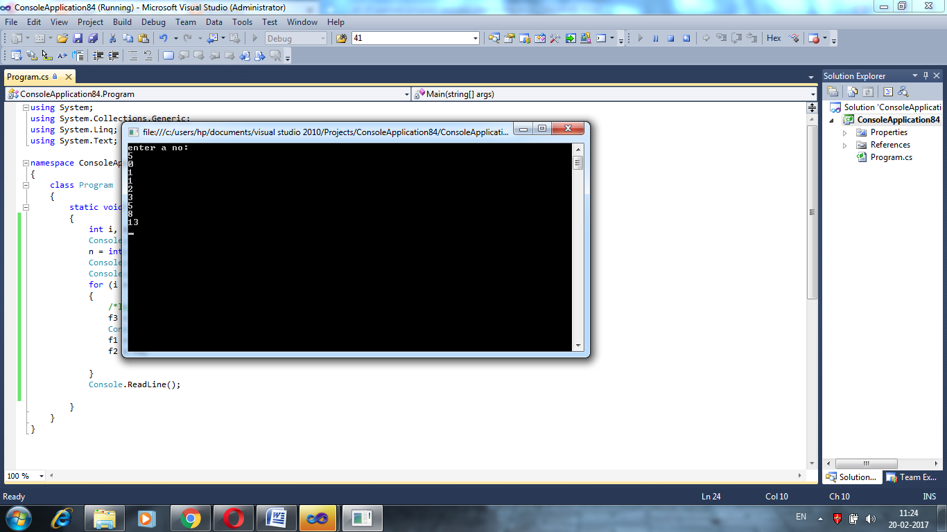 All Dotnet Programs Fibonacci Series Program In C Using For Loop