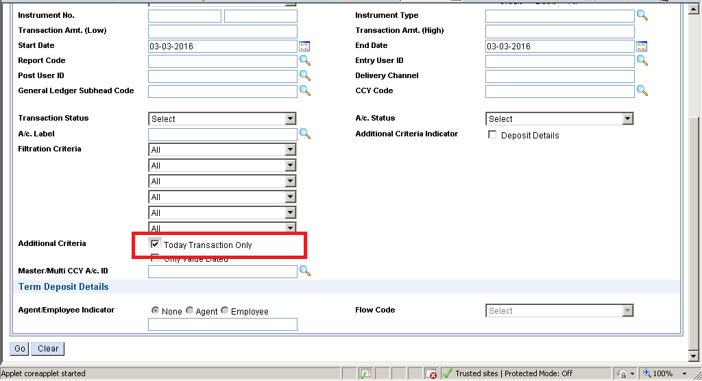 Minor Change in HFTI Menu in DOP Finacle