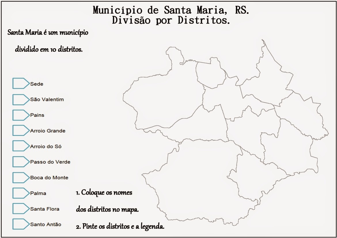 Tarefa Escolar: Mapa de Santa Maria e seus Distritos