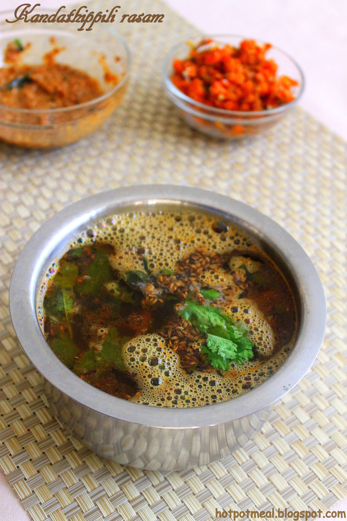 Hot pot cooking: Kandathippili rasam