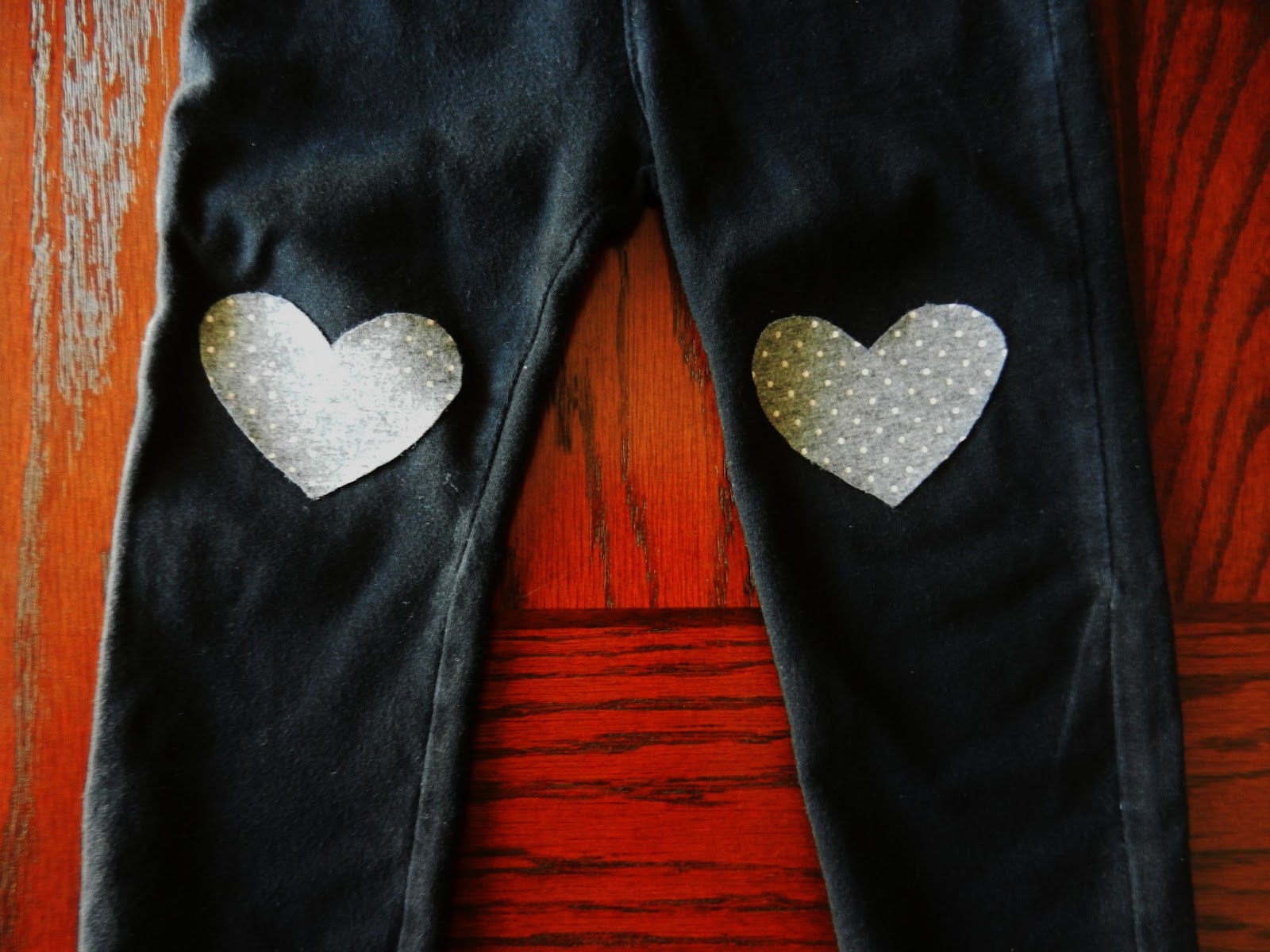 Rifles and Ruffles: DIY (no-sew) Heart Knee Patch Pants