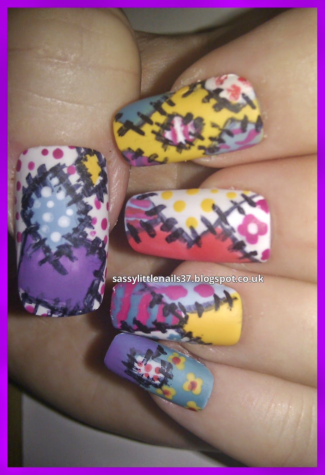 SassyLittleNails: Patchwork Nails!