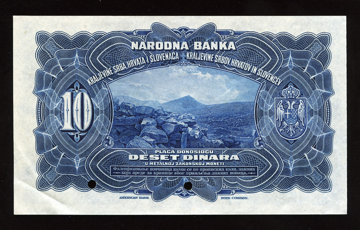 Yugoslavia 10 Dinara Specimen Banknote of 1920|World Banknotes & Coins ...