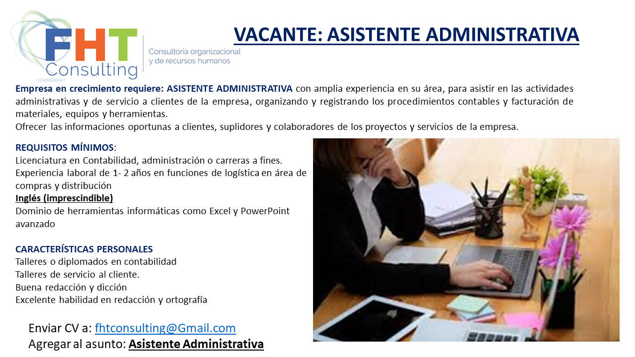 ASISTENTE ADMINISTRATIVA Empleos Rodriguez Empleos Rodriguez