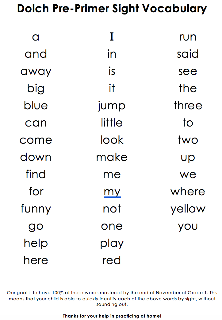 Mrs. Raybould-Amsing's Grade 1's!: Sight Word Lists
