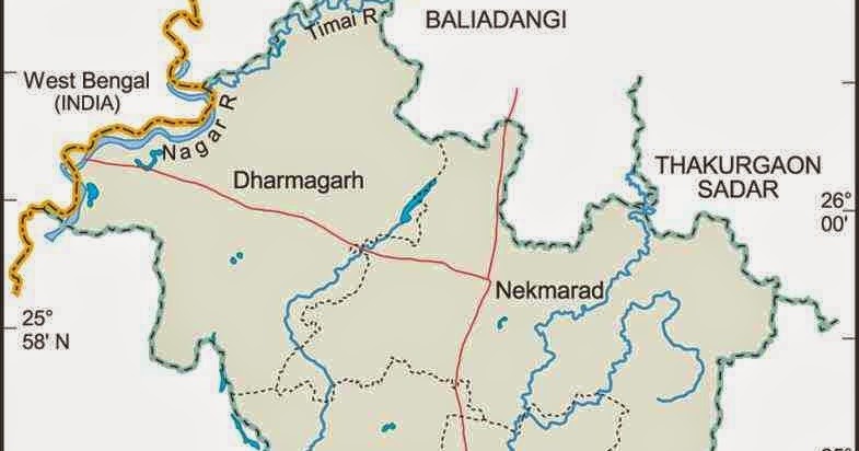 Ranisankail Upazila Map, Thakurgaon District, Bangladesh