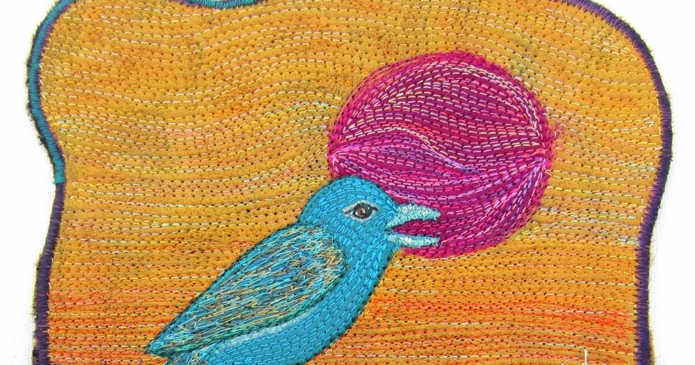 peaceofpi studio: Teal Bird Thread Art Quilt