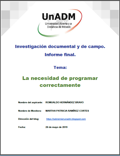 UnADM Ingeniería en Desarrollo de software: mayo 2019