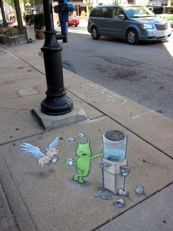 Cute Sluggo Chalk Art by David Zinn (30 pics) | Daily Fun Pics