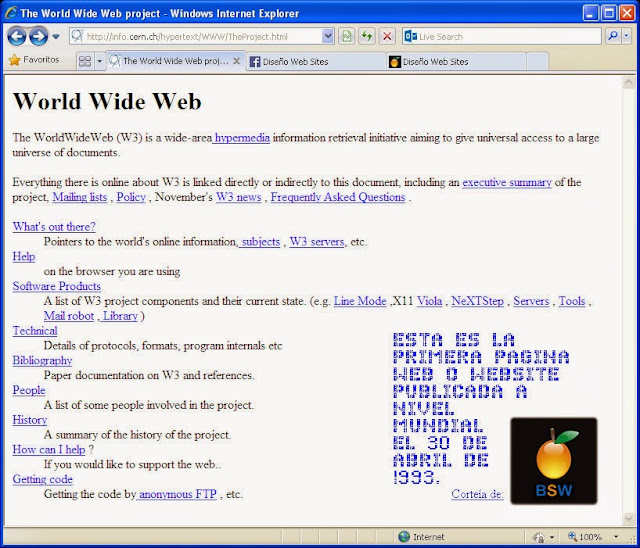 Diseño Web Sites: Primer Sitio Web del Mundo
