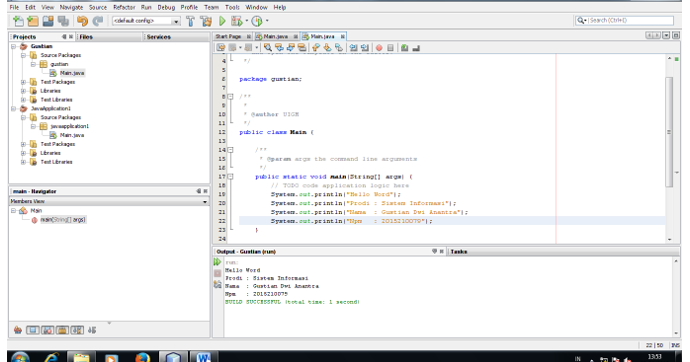 Penggunaan Netbeans Pada Bahasa Pemrograman Dan Jenis-Jenis Type Data