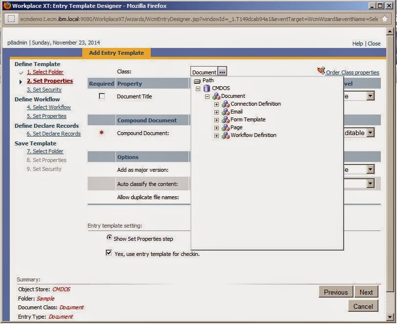 FileNet P8 Development tutorials: Design Entry Template in FileNet (FileNet Content Engine)