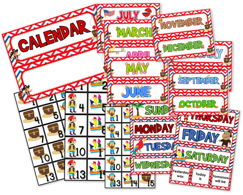 Pirate Themed Days of the Week FREEBIE and New Classroom Materials Pack ...