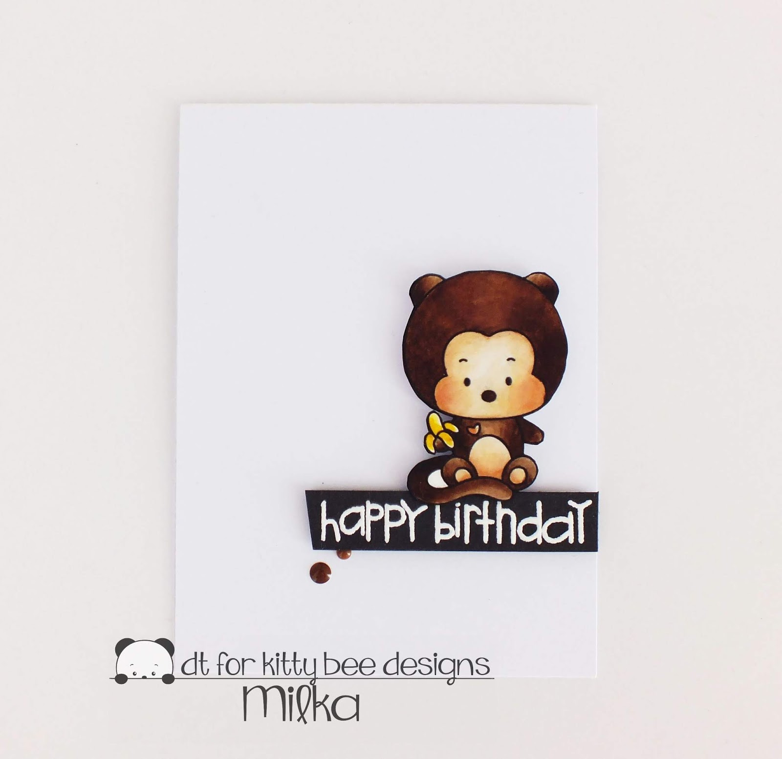Crafty Milka: Birthday Monkey Card (Kitty Bee Designs Spotlight)