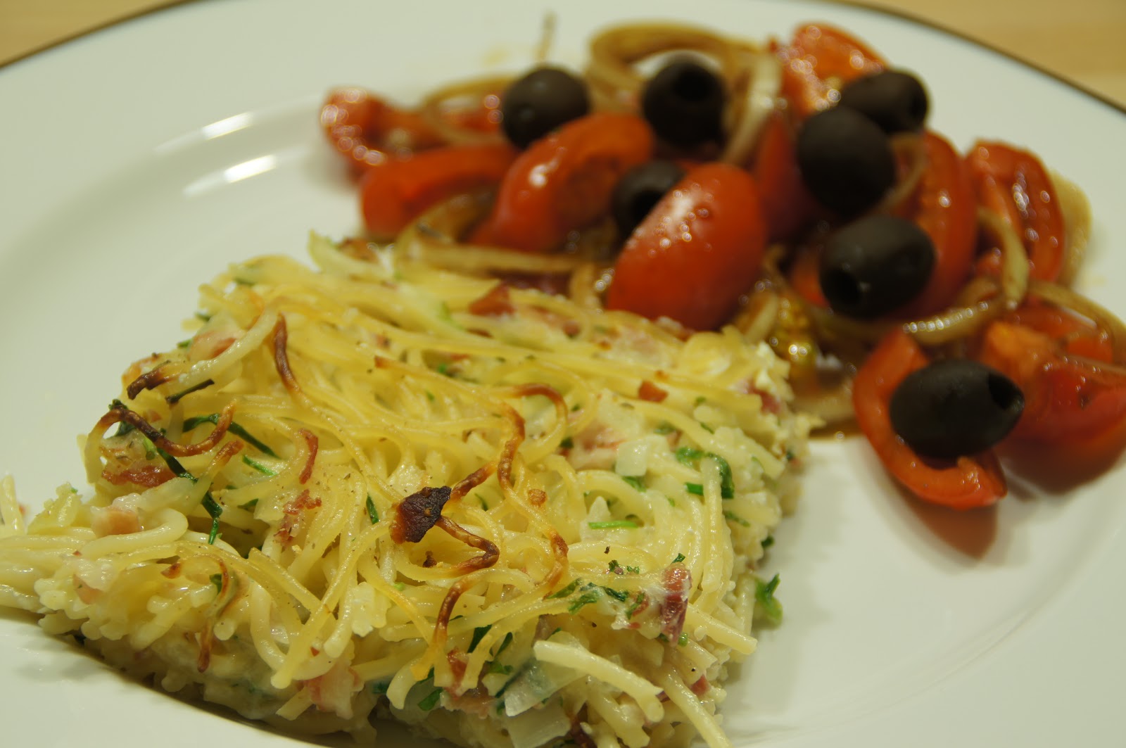 Coco & Co: "Planlagt Restemad" - dag 5: Omelet med spaghetti, panchetta ...