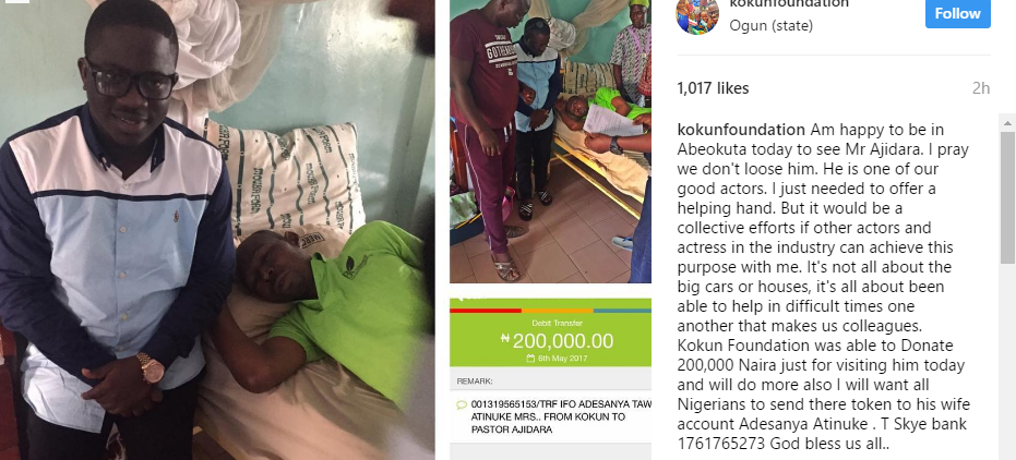 Kokun Foundation Donates N200,000 To Pastor Ajidara - NewsCanTell
