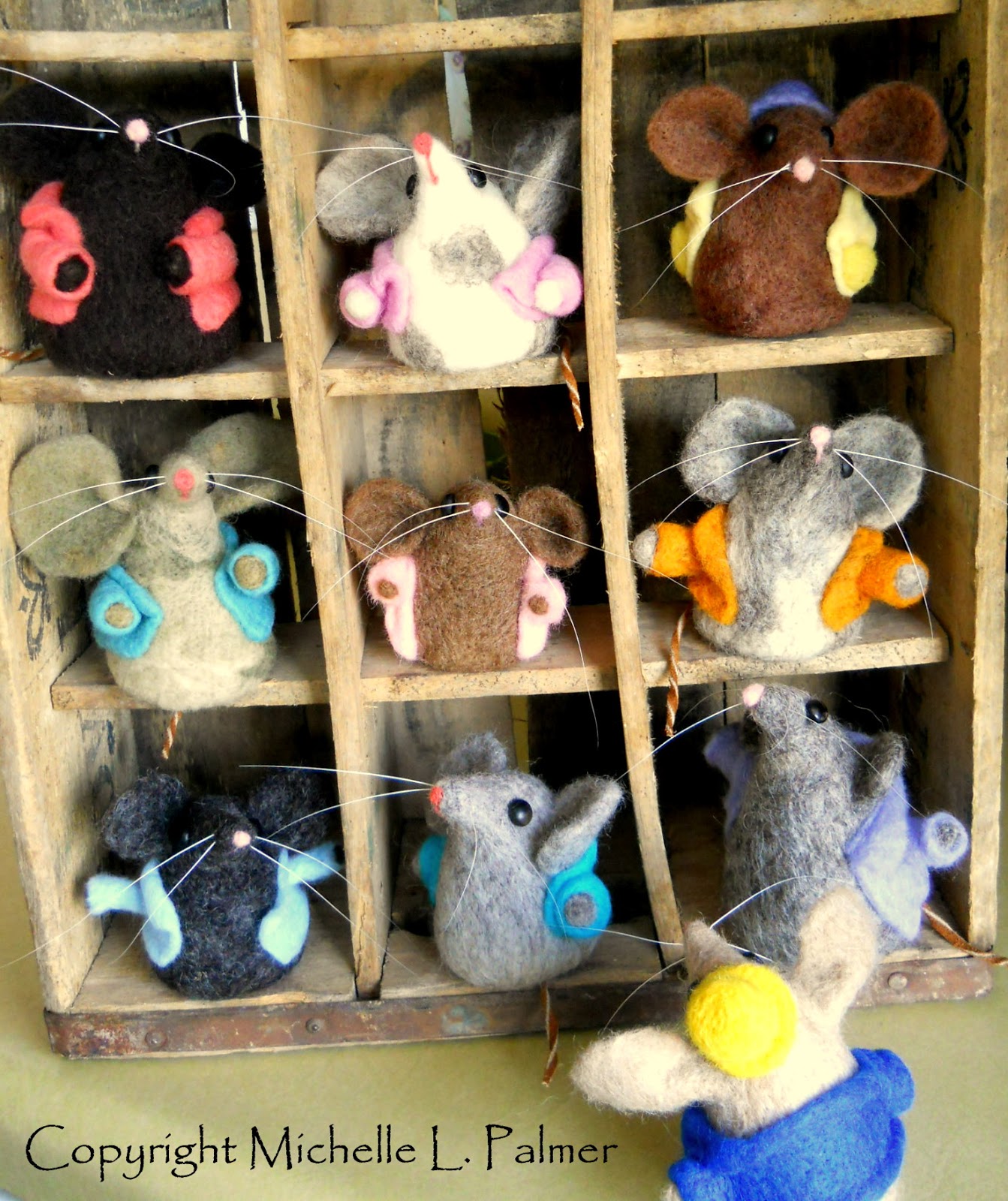 Michelle Palmer: Needle felted wool mice...