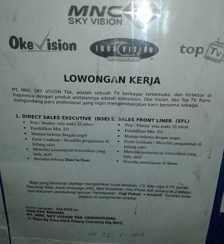 Lowongan Kerja PT. MNC Sky Vision Tbk Februari 2017 Lowongan Kerja PT. MNC Sky Vision Tbk Februari 2017