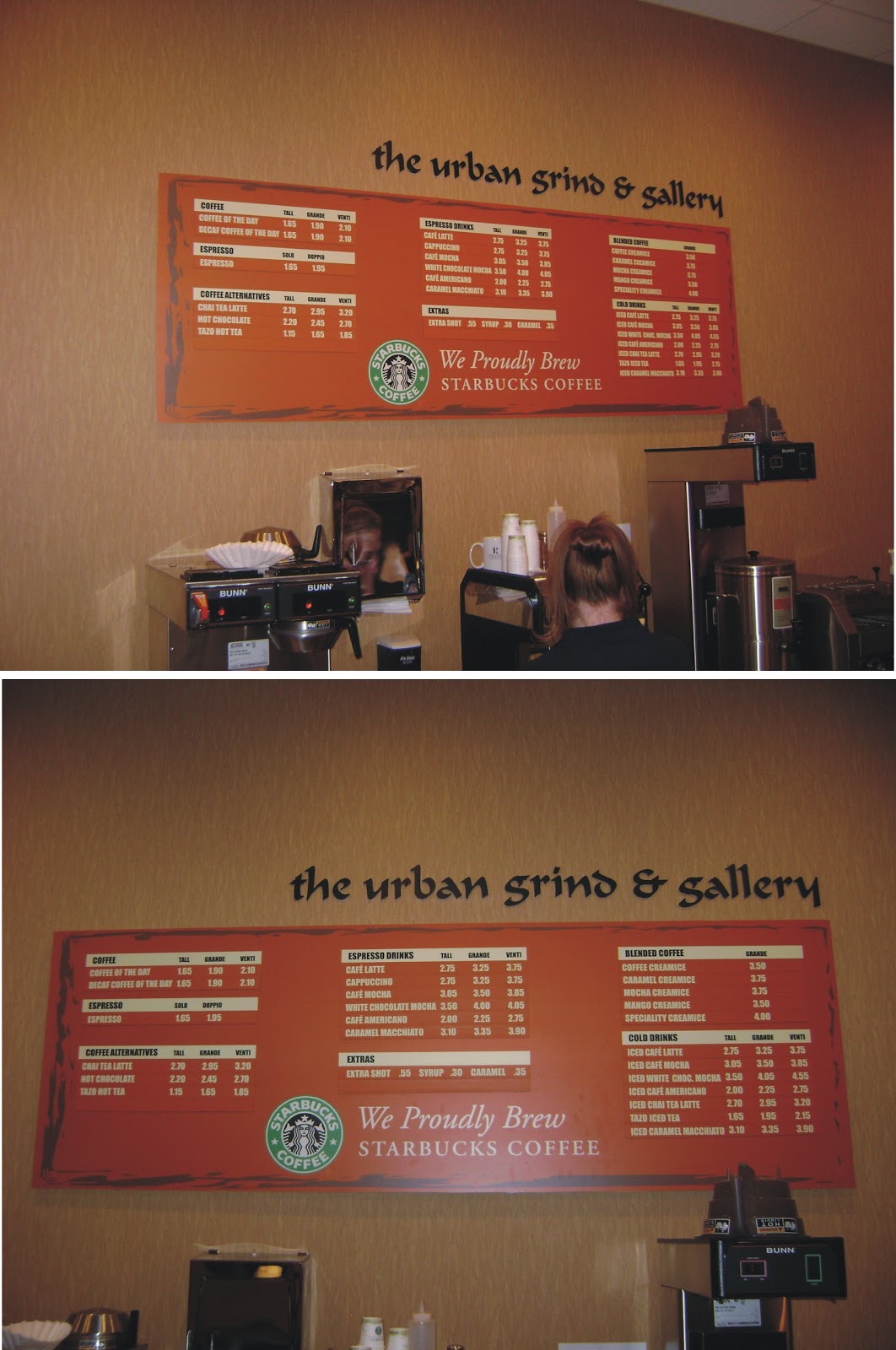 darrah-fiedler designs: custom starbucks "we proudly brew " menu boards