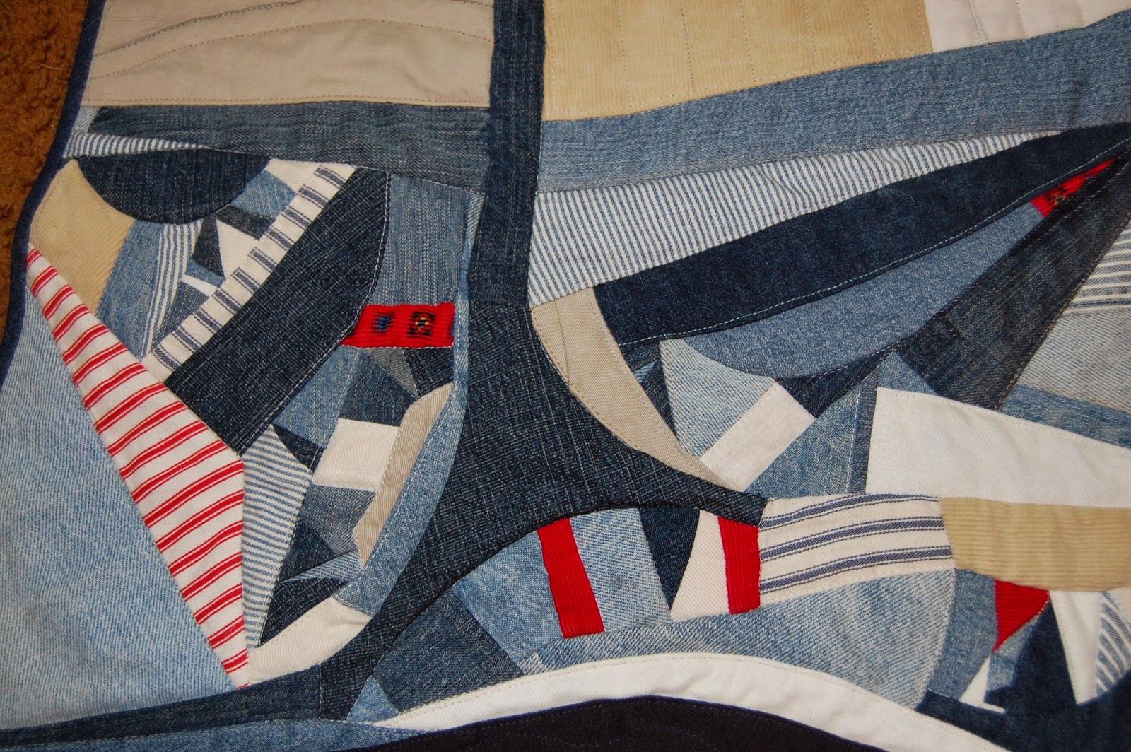 The Domestic Quilter: Machine Quilting & Binding: Aerial View Denim Quilt